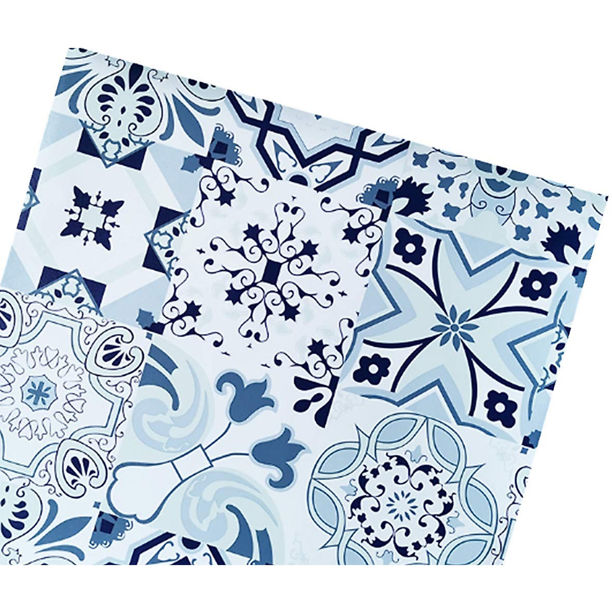 Yija Nordic Style Waterproof Shelf Drawer Liner Self-Adhesive Cabinet Sticker 17.7 Inch by 98 Inch (Porcelain Pattern)