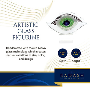 Badash Visionary Good Luck Eye Murano-Style Glass Sculpture - Handcrafted 10" L x 7.5" H