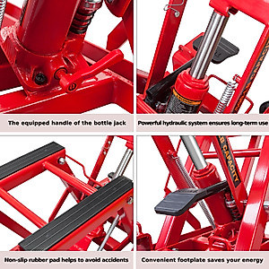 BIG RED Hydraulic Motorcycle Lift Jack with 1500LBS Load Capacity, Powersports Lift Table Operated ATV Dirt Bike Scissor Jack Stand, Fit for Motorcycle UTV Snowmobile, Red, T64017