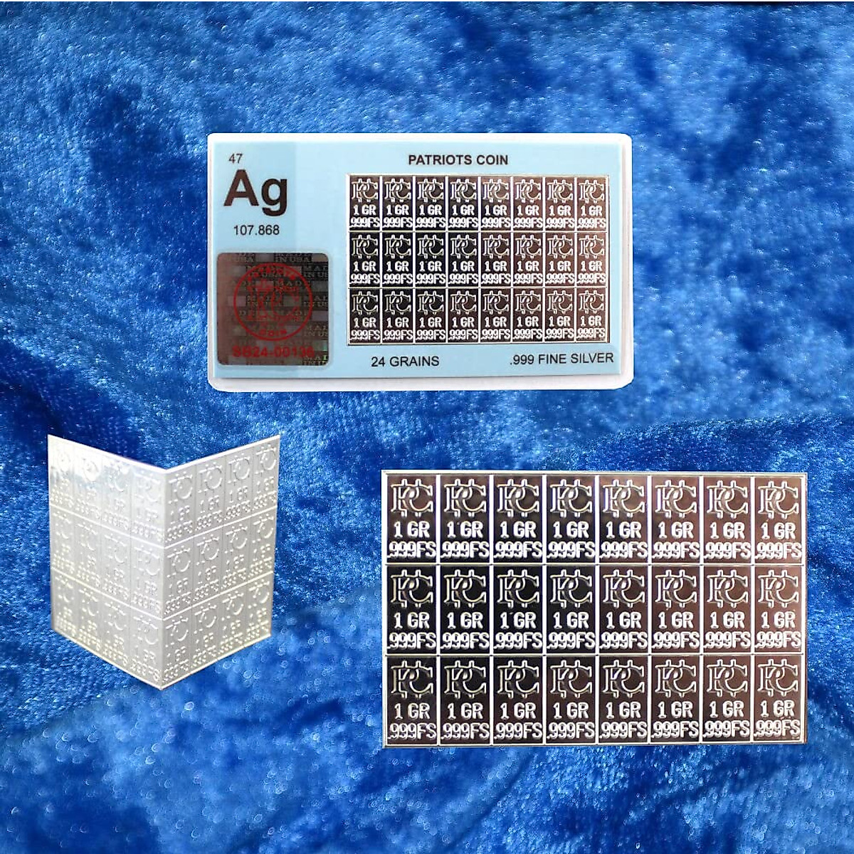 Pure Silver Bullion Bar Divides to 24 One Grain Bars .999 Fine Silver Snaps Apart to Individual 1 Grain Ingots (6)