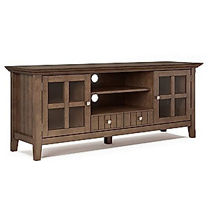 SIMPLIHOME Acadian SOLID WOOD Universal TV Media Stand, 60 Inch Wide, Transitional, for Flat Screen TVs up to 70 Inch, Rustic Natural Aged Brown