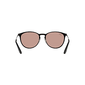 Ray-Ban RB3539 Erika Metal Polarized Round Sunglasses, Black/Evolve Photochromic Brown to Dark Brown, 54 mm