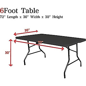 Obstal 6ft Stretch Black Spandex Table Cloth for Standard Folding Tables - 2 Pack Universal Rectangular Fitted Tablecloth Protector for Wedding, Trade Show, Vendor Stand
