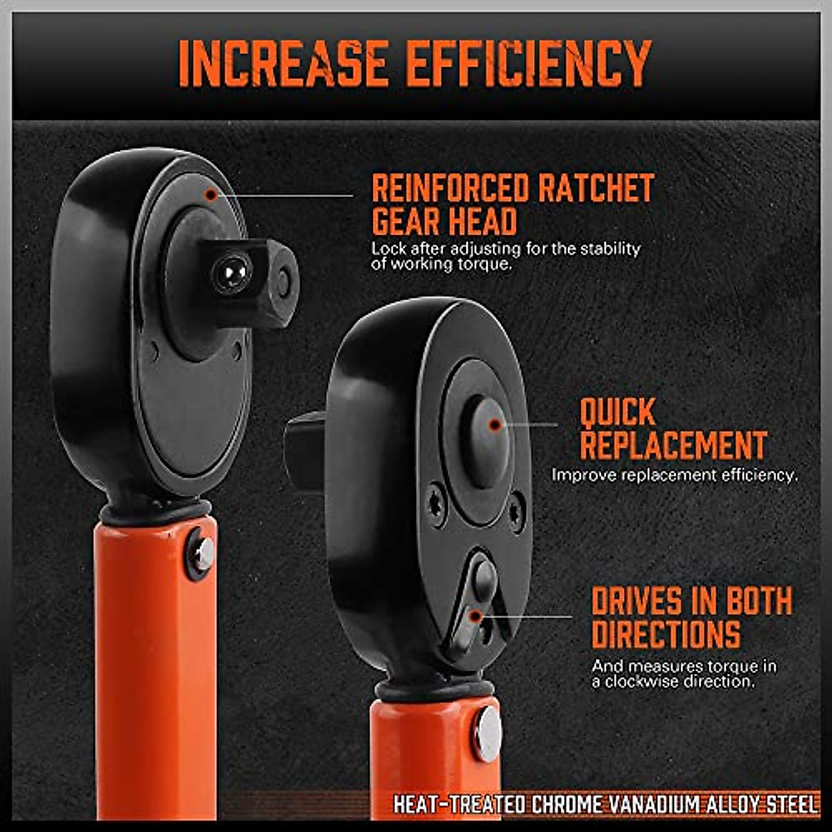 HORUSDY 1/2-Inch Drive Click Torque Wrench, 10~150 Ft-Lb | 13.6~203.5 Nm, Quick Release Ratchets.