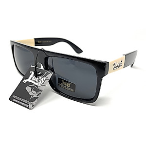 Locs 91156 Black Sunglasses | Authentic Gangster Squared Flat Top Ivory Arms Shades