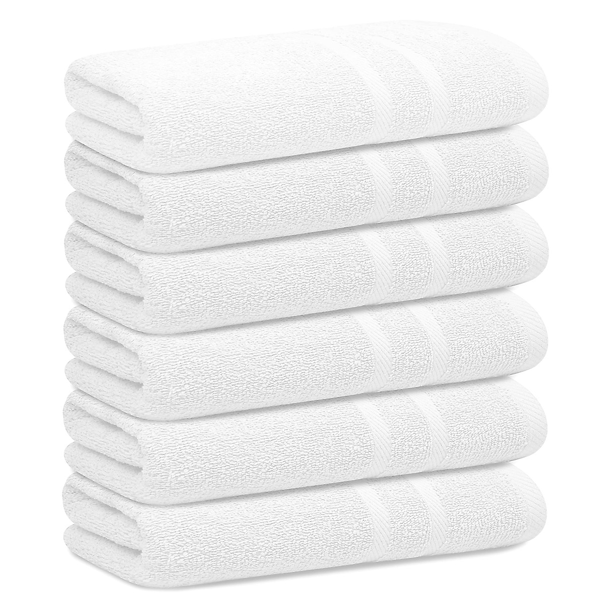 Looperry Small White Bath Towel Set of 6-100% Cotton 23x46 Shower Towels in 450 GSM. Lightweight & Absorbent Quick Dry Towel for Showering, Pet Drying, Spas & Salons. Terry Ringspun White Gym Towels