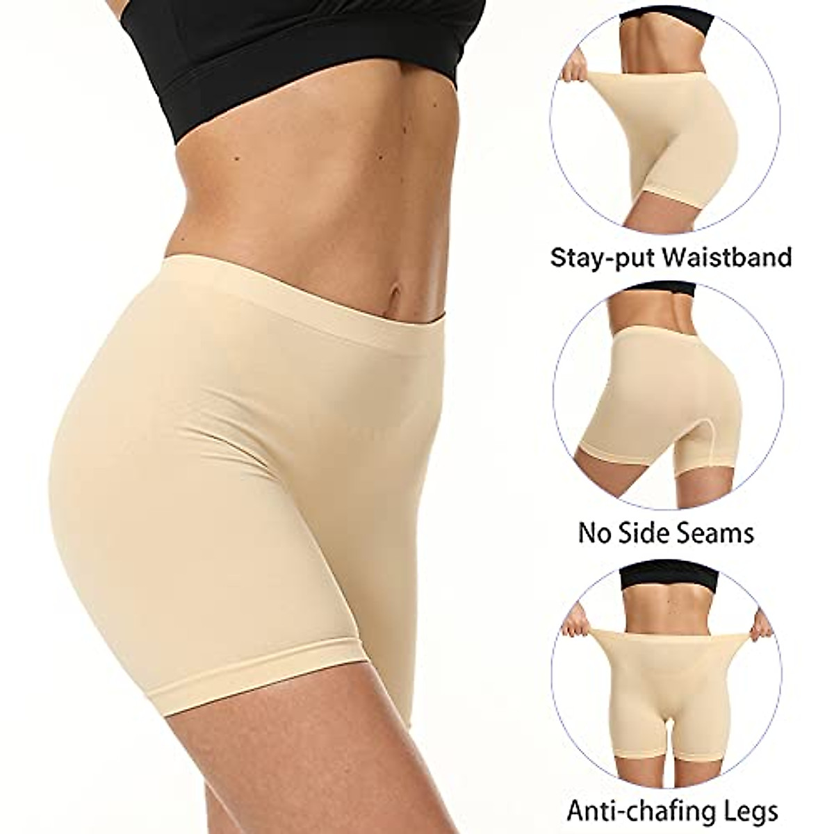 LALESTE Slip Shorts Womens Under Dress Seamless Smooth Anti Chafing Bike Shorts Boy Shorts Underwear Boxer Briefs