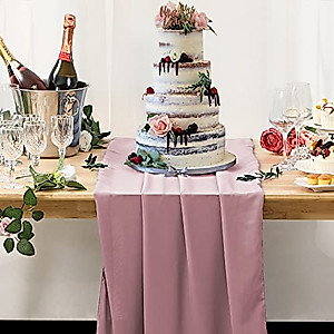 NETANY 4PCS Dusty Rose Chiffon Table Runner 29x120 Inches, Romantic Dusty Pink Sheer Fabric for Wedding Decorations, Baby Shower and Birthday Party Cake Table Decorations