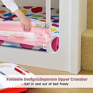 FITNATE Toddler Bed Rails, Guardian 39"-51" Extendable Bed Guard Rail for Toddlers, Side Bed Rails for Twin/Queen/King Size Bed, Pink