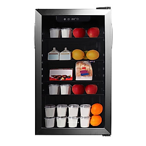 Frigidaire EFMIS2415 Beverage Refrigerator, Glass Door, Compact Mini Fridge with Digital Temperature Control, Fits 115 Cans or 34 Bottles, 96L Capacity-19.1" D x 17.5" W x 31.2" H, Stainless