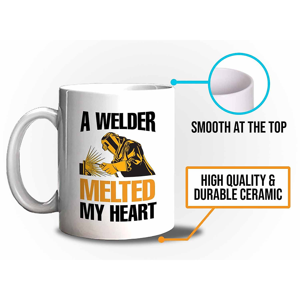 Bubble Hugs Welder Mug White 11oz - A Welder Melted My Heart - Specialize Judging Your Welds Machine Welding Fabricator