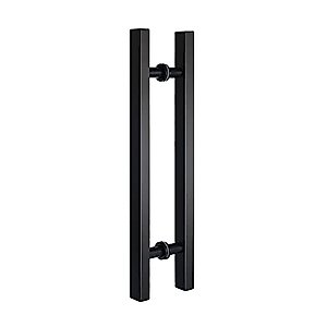 SUCHETA Modern Square Entry Door Handle,Modern Steel Push Pull Door Handle,for Sliding Glass Shower,Barn Door,Interior Exterior Door,Hardware Included (Color: Black,Size: 120 x 90cm)