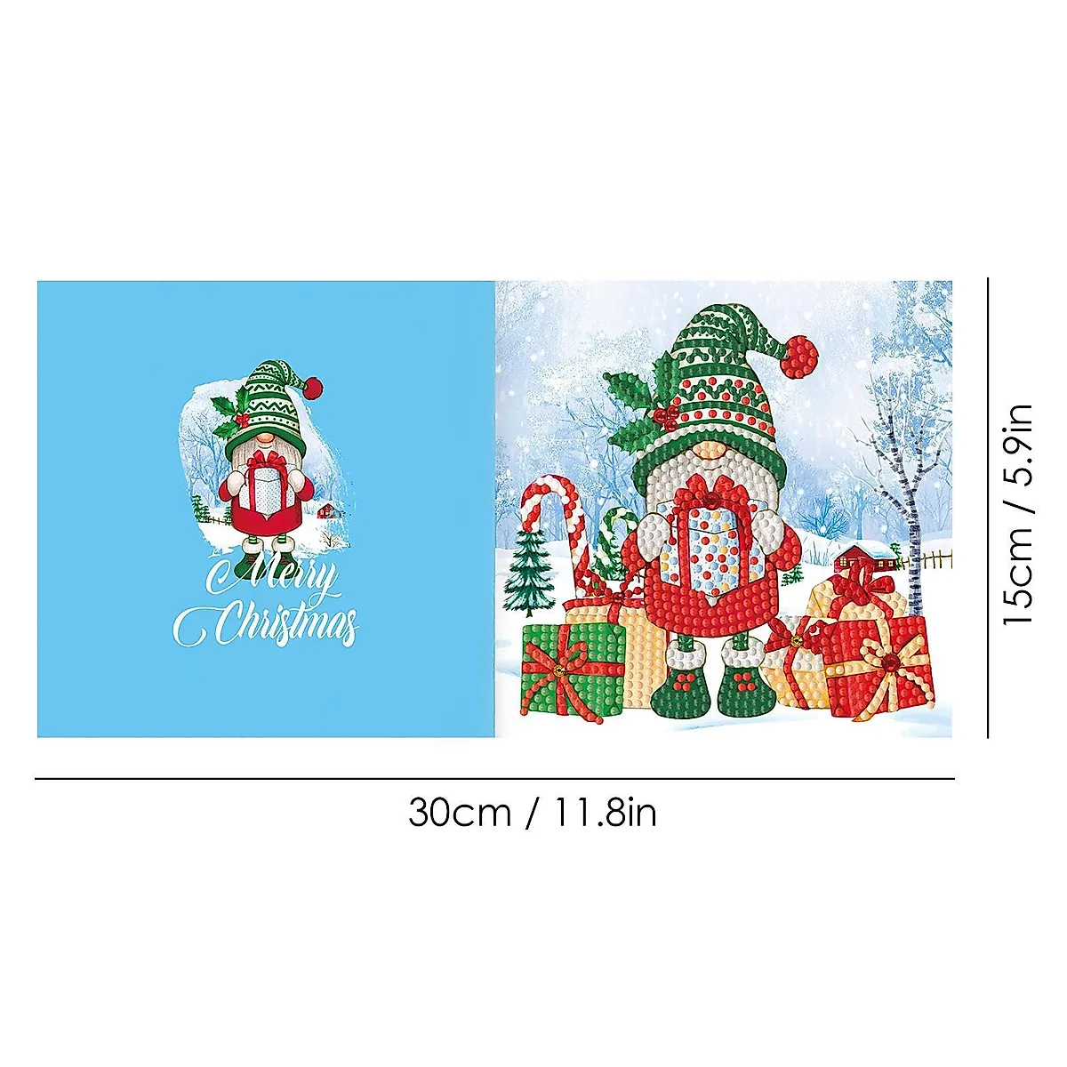 SHAVERUSH Christmas DIY Cards Kit, Rhinestones 5D Gem Art Painting Cards, Diamond Art Greeting Cards, Christmas Santa Claus Cards, Diamonnd Painting Christmas Cards Kits for Adults and Kids