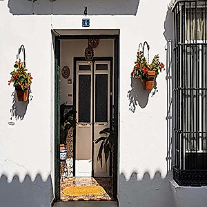 Garden Wall Big Bend Hooks Wall Hanger Iron Hooks Plant Bracket Hanger Hooks 2 pcs + 2 Half-Round Hook for Indoor/Outdoor/Terrace 8 inch Premium Home Decoration Robust and Long Service Life(Black)