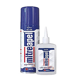 MITREAPEL Super CA Glue (1.7 oz) with Spray Adhesive Activator (6.7 fl oz) Ca Glue with Activator for Wood, Plastic, Metal, Leather, Ceramic&Cyanoacrylate Glue for Crafting&Building (1 Pk)