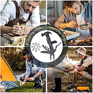 GRESOU Camping Hammer Multitool for Men Dad Husband, 14 In 1 Mini Hammer Multitool Camping Accessories Survival Gadget, All In One Tools Cool Gadgets for Fathers Day Christmas Birthday
