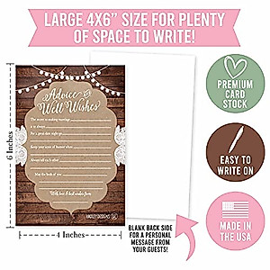 50 Rustic Wedding Advice Cards - Wedding Card Boxes For Reception, Wedding Guest Book Alternative, Advice Cards For Bride and Groom, Bridal Shower Games For Guests, Advice For the Bride Wedding Games