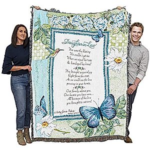 Pure Country Weavers Daughter-in-Law - Poem Blanket by Audrey Jean Roberts - Gift Tapestry Throw Woven from Cotton - Made in The USA (72x54)