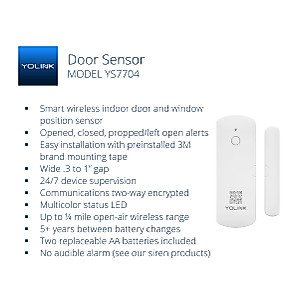 Smart Window Door Sensor, YoLink 1/4 Mile Long Range Wireless Door Sensor Works with Alexa IFTTT, Smartphone Monitoring App Alerts Open Reminder, Alexa, IFTTT, Home Assistant, YoLink Hub Required