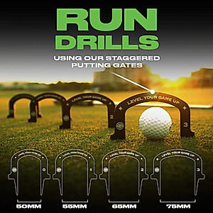 Back 2 Basics Golf | 4 Staggered Putting Gates with Carry Bag | Pro Path Golf Training Aid | Portable & Lightweight | Golf Training Equipment for Putt Alignment & Control | Premium Golf Accessories