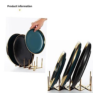YEZILUU 2Pcs Gold Stainless Steel Plate Rack, Glass lid Plate Organizer, Displayable Collapsible Pot lid Plate Premium Display Rack, Kitchen Essentials.