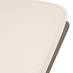 GDFStudio Great Deal Furniture Outdoor Acacia Wood Chaise Lounge and Cushion Set, Gray and Cream