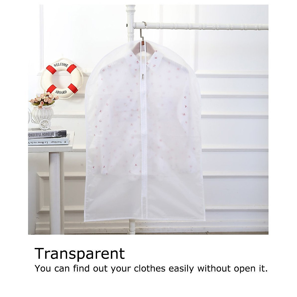 In kds Transparent PEVA Dress Garment Bag Suit Bag with Zipper Pack of 6, 4Medium and 2 Large