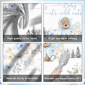 Avezano Winter Bear Baby Shower Backdrop for Boy Baby It's Cold Outside Party Decorations Photography Background We can Bearly Wait Blue Snowflakes Baby Shower Photoshoot (7x5ft)