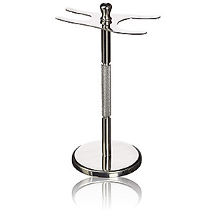 Taconic Shave, Deluxe 100% Stainless Steel Safety Razor & Shaving Brush Stand