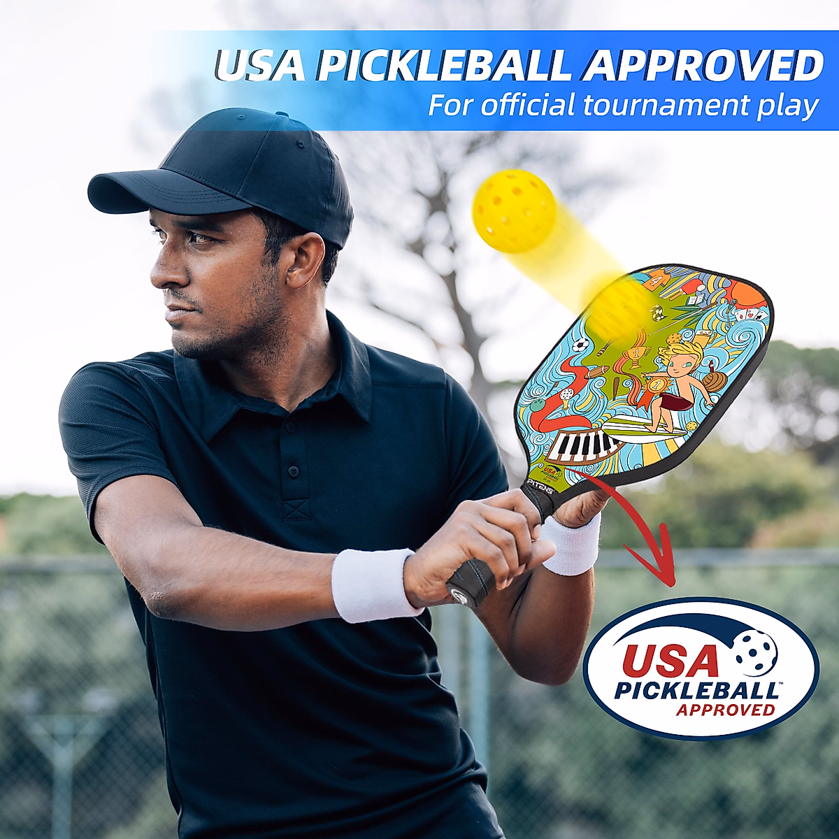 Pickleball Paddles, USAPA Approved Fiberglass Surface Pickleball Set with Pickleball Rackets, Pickle Ball Paddle Set ​for Men Women