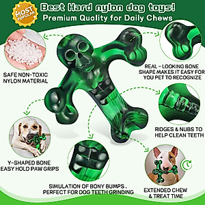 SIHRMIU Dog Toys for Aggressive Chewers,Faint Bacon Flavor,Almost Indestructible Dog Bone for Medium/Large Breed,Toughest Nylon Dog Chew Toys, Heavy Duty Long Lasting Fun Dog Gift