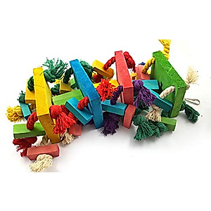 alfyng Bird Parrot Knots Block Tearing Chewing Toy, Multicolored Wooden Bird Parrot Toy Suitable for Macaws cokatoos, African Grey and a Variety of Amazon Parrots (Large Size - 13.8 Inch)