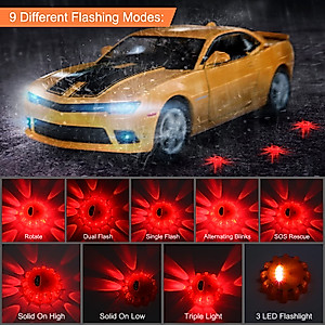 Tallew 12 Pack Flare Light LED Road Safety Flashing Warning Kit Roadside Emergency Beacon Magnet Hook Vehicle Boat Truck Disc Magnetic Flash Cars Security Driveway Automotive Strobe