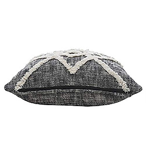 LR Home Tufted Geometric Diamond Modern Throw Pillow, 20" x 20", Black/Cream