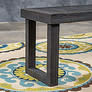 Christopher Knight Home Kemp Outdoor Acacia Wood Bench, Gray Finish, Sandblast Dark Grey