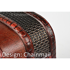 KakapopoTCG Elven Chest (Chainmail) Lockable Wood Deck and Counter Box Trading Cards MTG Magic FaB TCG YGO PTCG EDH Commander Box Dice Box DnD Spell Card Box