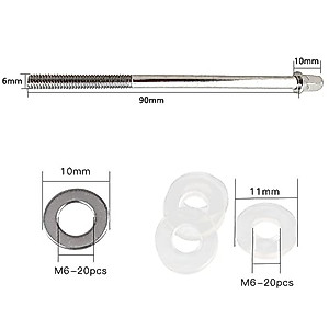 Jiayouy 90mm Bass Drum Tension Rods with Washers Drum Set Mounting Hardware 20/Pack