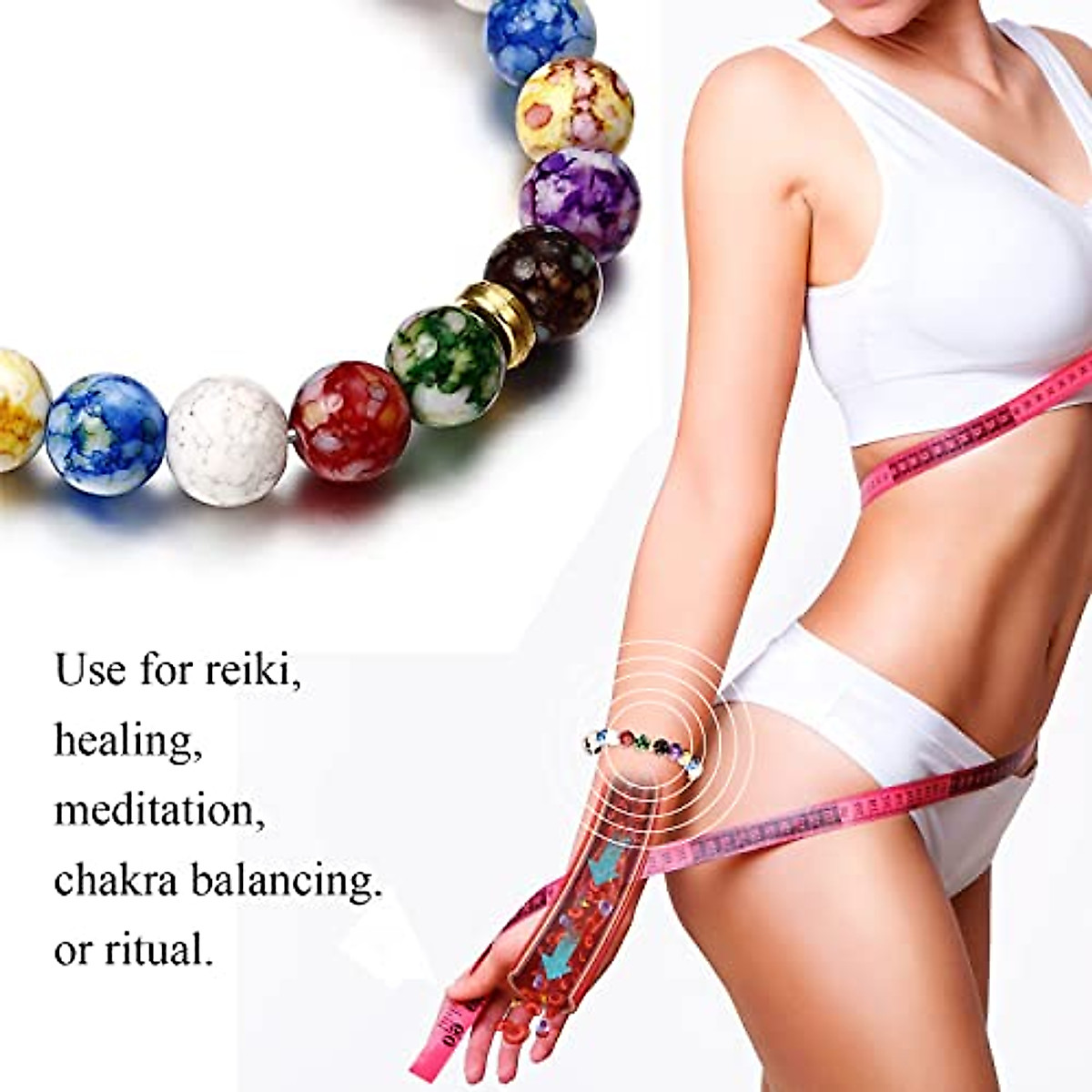 Pulsera Arus 7 Chakras Original,Healing Stones Bracelet Chakra Bracelets for Women 7 Chakra Bracelet Healing Crystal Stone Bracelets Yoga Balance Energy Volcanic Stones Bracelet Christmas Gifts