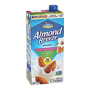 Almond Breeze Dairy Free Almondmilk, Unsweetened Original, 32 Ounce (Pack of 12)