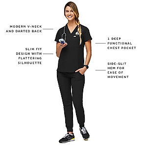 FIGS Catarina One-Pocket Scrub Top for Women — Black, S