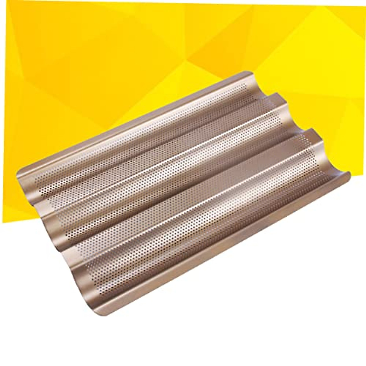 BIENKA 1pc Toast for Tray Steel Sub Pan Bake Non-stick Perforated Loaves Nonstick Oven Pans Wave Frame Bread Toasting Tool Rack Slots Loaf Forms Carbon Stick Size Kitchen Golden bread pan (Color : Go