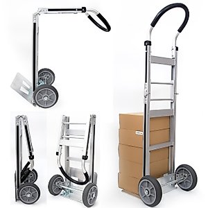 Olympia Tools 500LB Aluminum Appliance Folding Hand Truck - Foldable Heavy Duty Moving Furniture Dolly Cart with 2-Wheels 8" TPR & Ergonomic Handle - Light Weight Trolley Hand Trucks for Moving