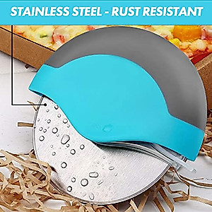 Pizza Cutter Wheel with Protective Blade Cover and Removable Shield - Modern Pizza Slicer Design - Ergonomic Handle for Comfortable Easy Cuts - Stainless Steel & Dishwasher Safe