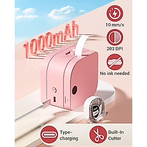 Phomemo Label Maker Machine with Tape, P12 Pro Portable Bluetooth Label Printer, Small Smart Phone Handheld Sticker Mini Labeler Multiple Templates Easy to Use Inkless Rechargeable Office Home- Pink