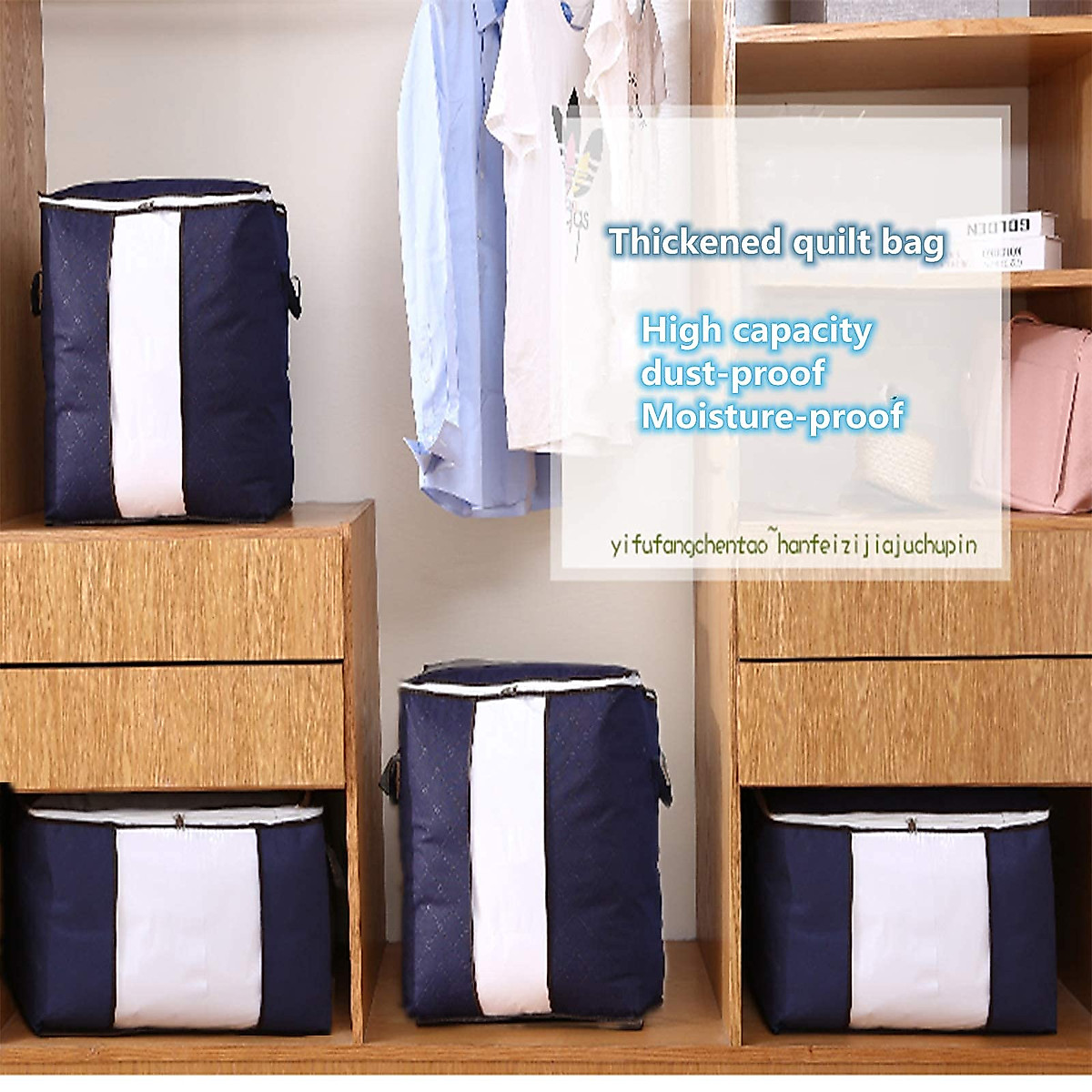 SZLY (2 Pieces) Large-Capacity Clothing Storage Bag with Reinforced Handles and Sturdy Zipper, Suitable for Clothes, Quilts, Blankets