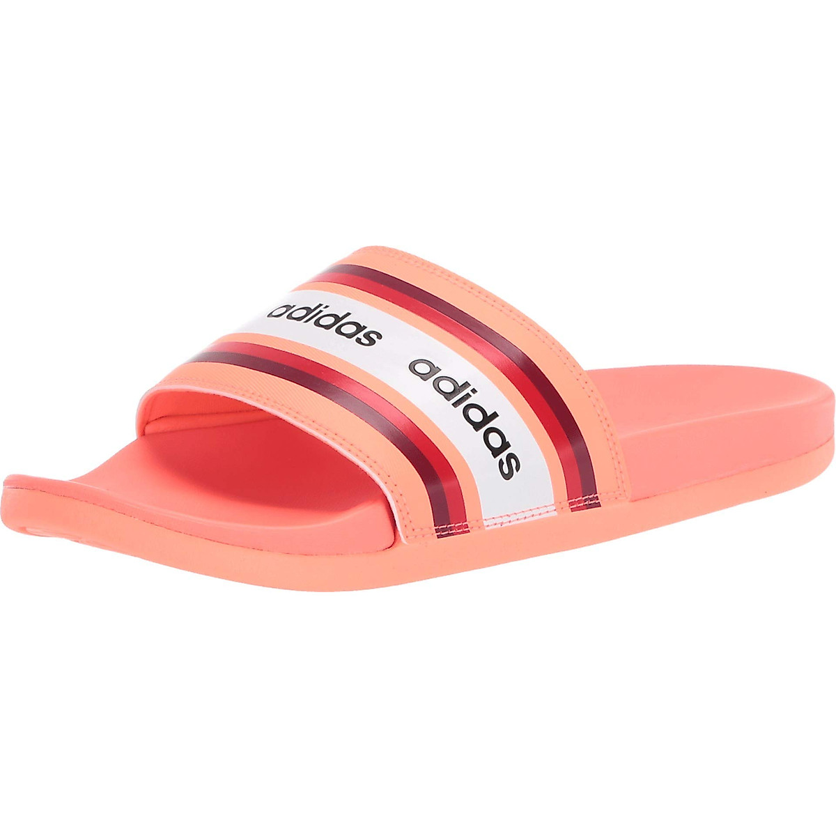 adidas Women's Adilette Comfort Slides, Signal Coral/Collegiate Burgundy/White, 5
