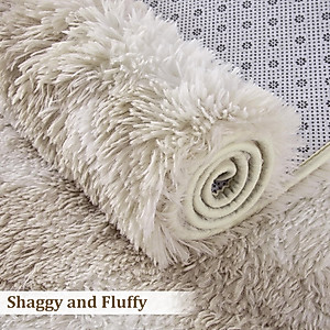 GAOMON 9x12 Fluffy Area Rugs or Bedroom Furry Rug for Living Room, Fuzzy Shag Fur Rug for Nursery Room Tie-Dyed Non-Skid Plush Throw Rug Shaggy Accent Rug for Indoor Home Floor Carpet, Beige/Taupe