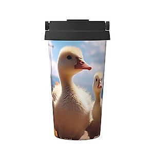 GTKSYNVE Reusable Coffee Mug with Lid and Handle, Cute Goose Tumbler for Hot & Cold Drinks 16oz Stainless Steel Insulated Coffee Tumblers Double Wall Vacuum Thermal Cup
