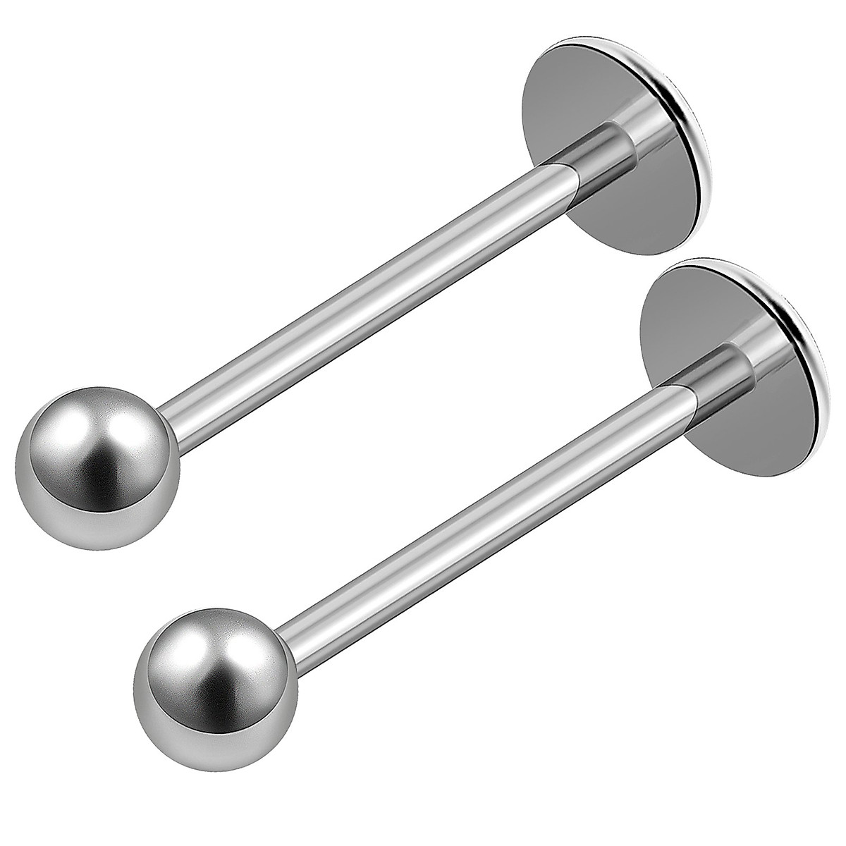 2Pcs Surgical Steel 18g 1/2 12mm labret Stud Piercing Jewelry Spider Bite Monroe Vertical Monroe Cartilage 3mm Ball M0226