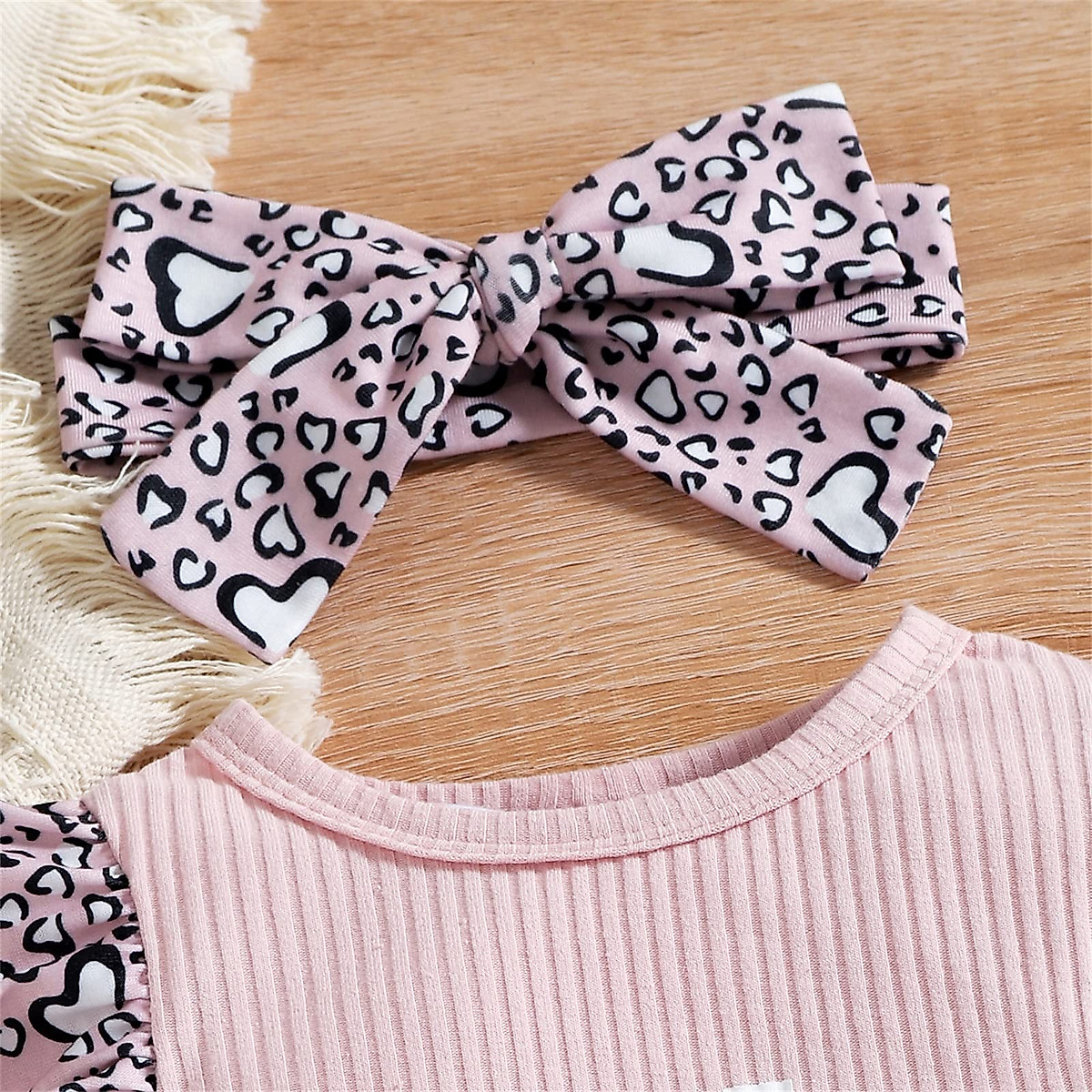 Tiacham Baby Girl Clothes Newborn Romper Aint No Daddy Like The One I Got Outfit Leopard Jumpsuit Headband (Pink, 0-3 Months)